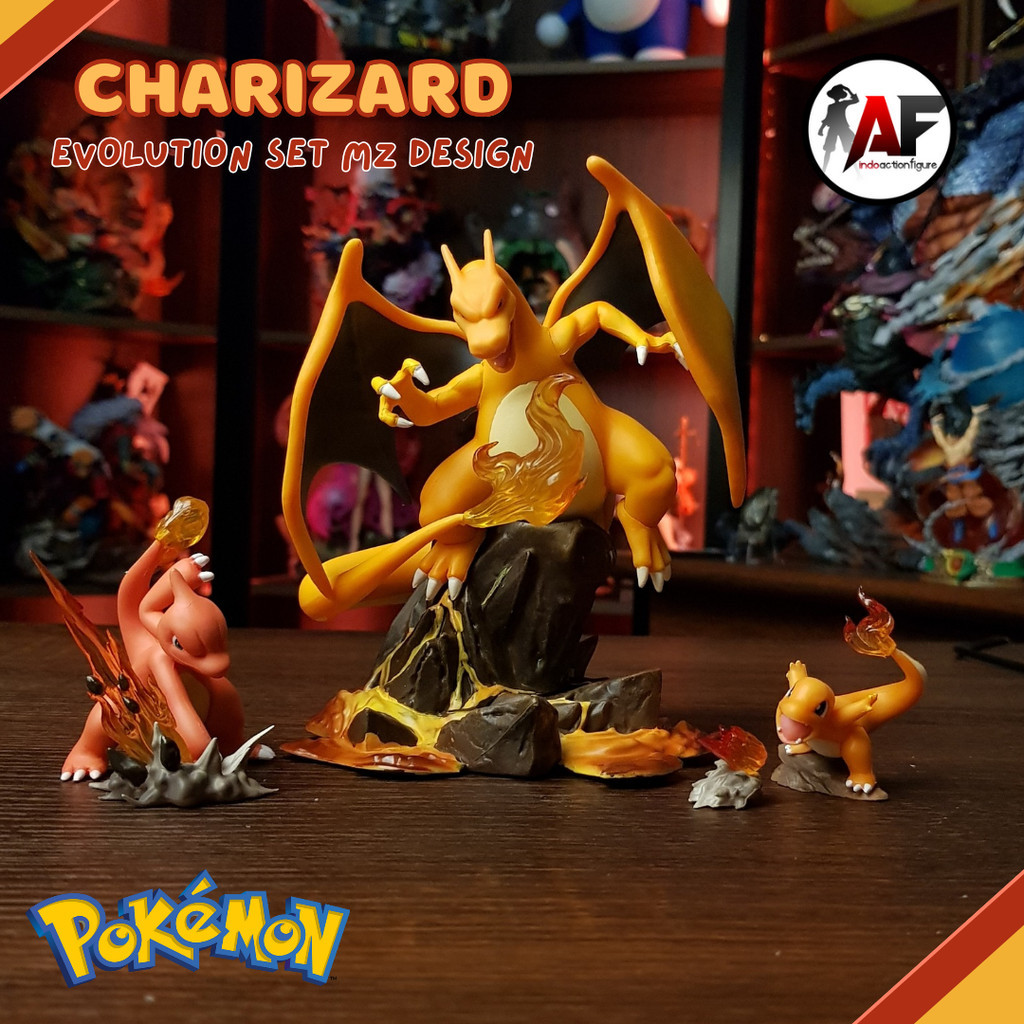 Jual Action Figure Pokemon Charmander Charizard Evolution Set MZ Studio ...