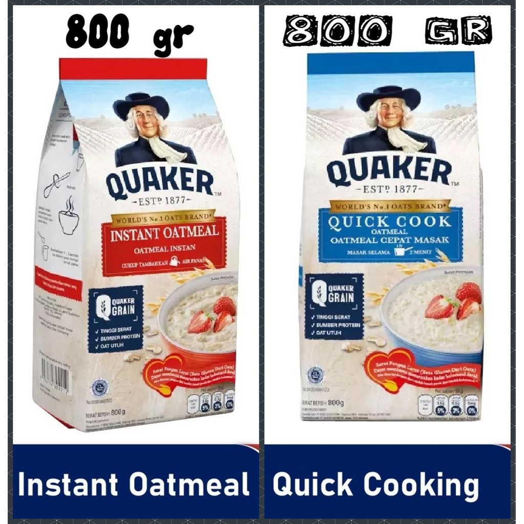Jual Quaker Quick Cooking Oatmeal Quakers Instan Oat 800 gr | Shopee ...