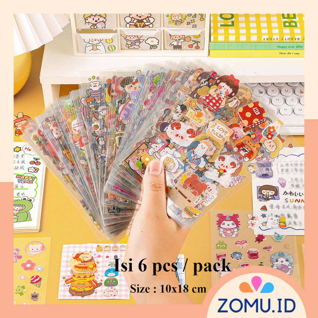 Jual 6 Pcs Stiker Kartun Lucu Cute Cartoon Jurnal Journal Botol Hiasan ...