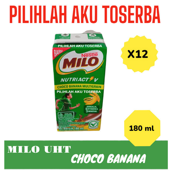 Jual Susu Milo UHT Kotak CHOCO BANANA 180 ml - ( HARGA 12 pcs ...
