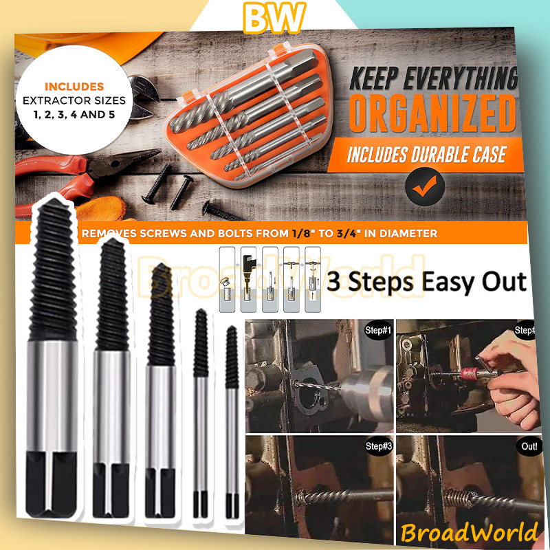 Jual tap balik remover screw extractor 5pcs/Patah Manual dengan Gagang ...
