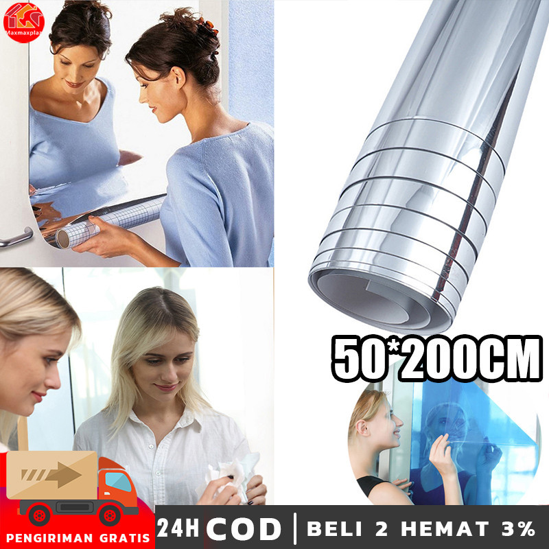 Jual 50*200cm Sticker Kaca Cermin Rias Dekorasi Dinding 3D Model Square ...