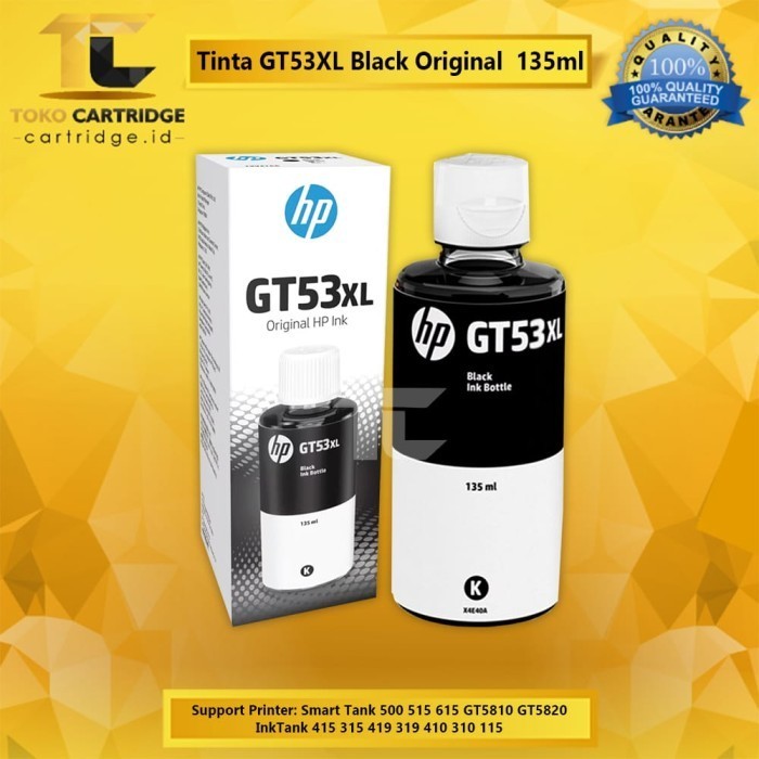 Jual Tinta Refill Original HP GT53 GT53XL Black 135ml Smart Tank 500 ...