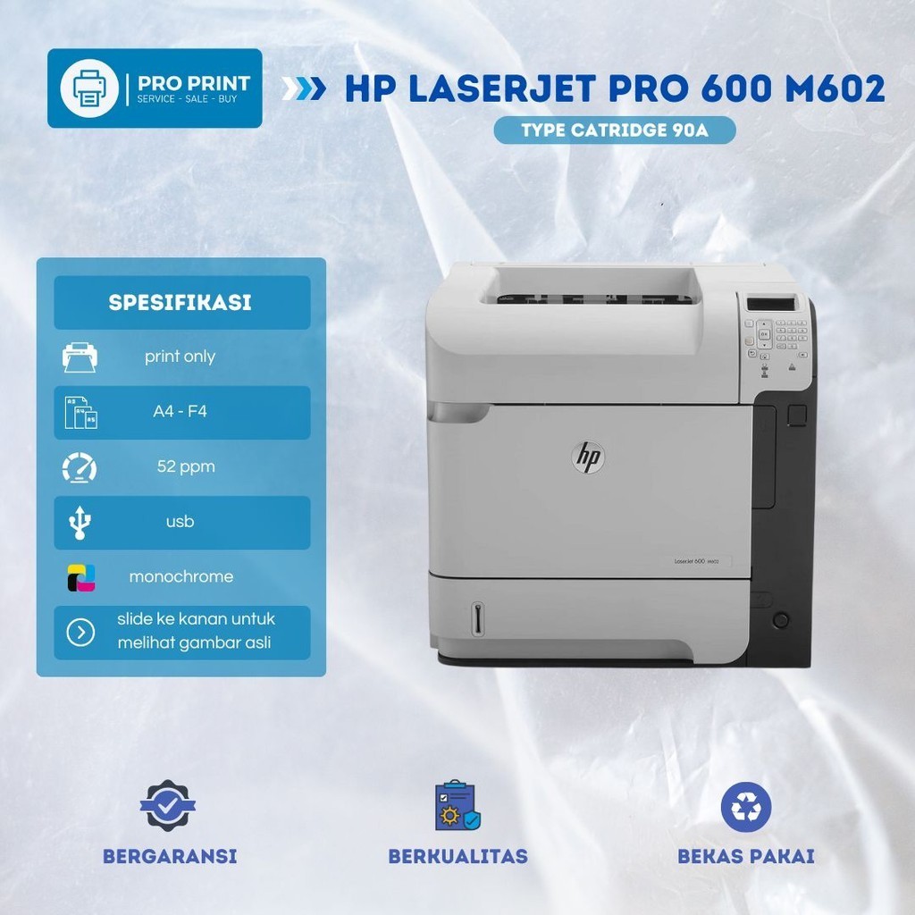 Jual Printer Hitam putih Hp Laserjet Pro 600 M602 - kertas a4 f4 ...