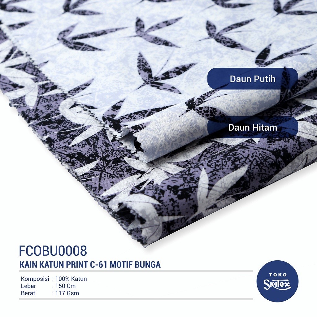 Jual Toko Sritex Kain Katun Print Daun Tripartit Premium Ekspor, C61 ...