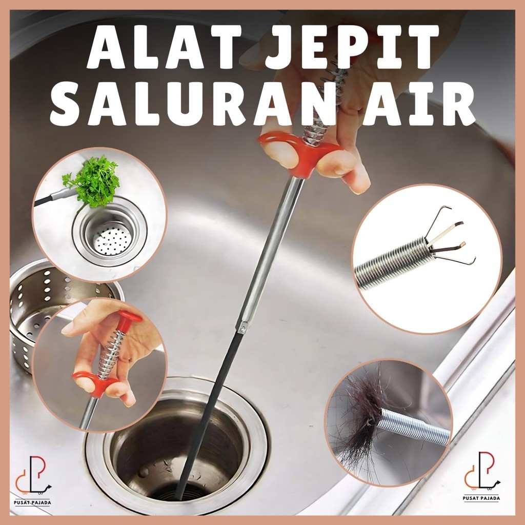 Jual Kawat Jepit Pembersih Saluran Air Wastafel Pipa Mampet Alat Penjepit Kotoran Sink Toilet ...