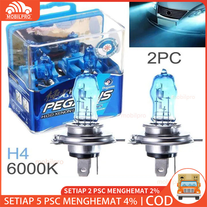 Jual 2PCS Lampu Halogen Depan Mobil H4 12V 100W 6000K Warna Putih Super Terang | Shopee Indonesia