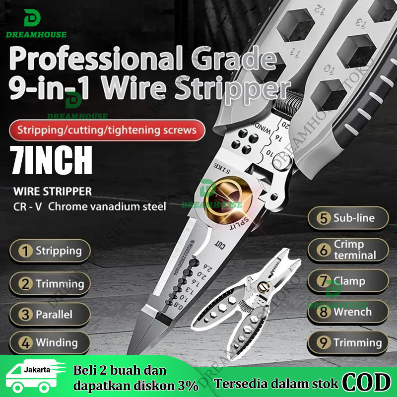 Jual 7inch Tang Serbaguna Multifungsi Tang Dekrustasi Kabel Pengupas ...