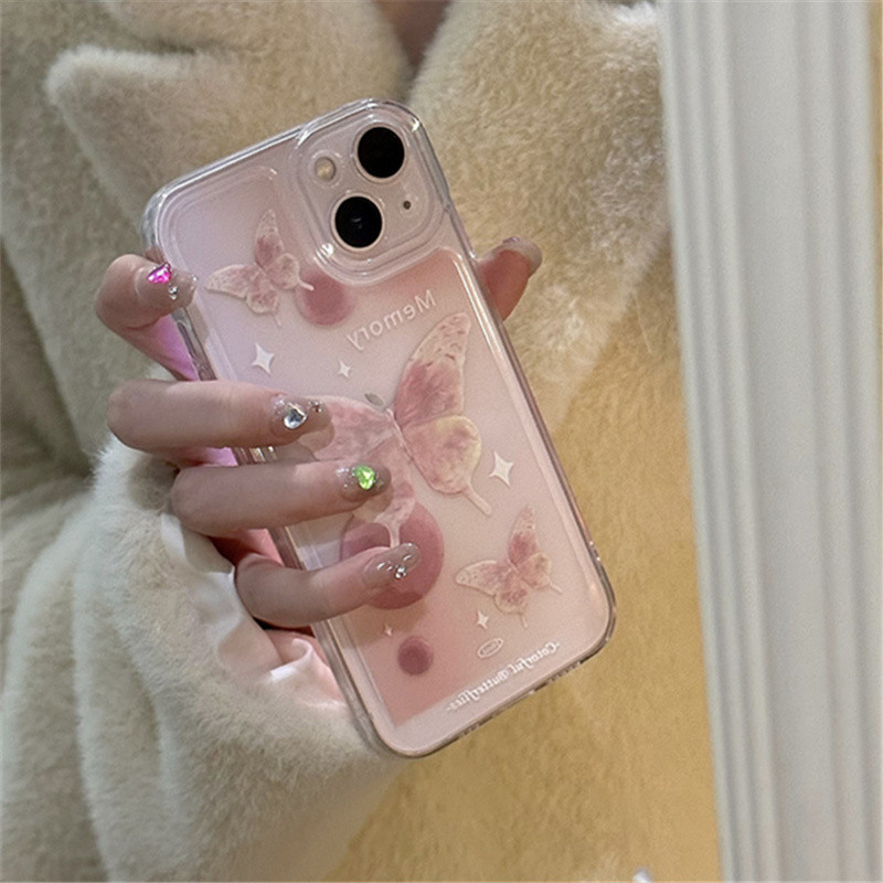 Jual Kupu-kupu psikedelik aesthetic transparan soft case hp Iphone 17 ...