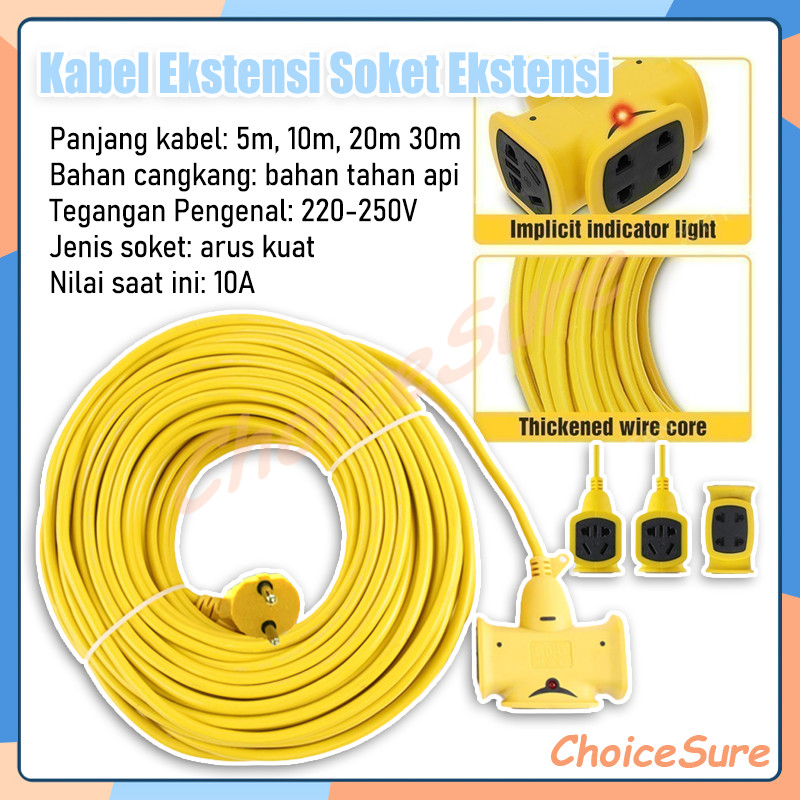 Jual Soket Multifungsi 30/20/10/5M dengan Sakelar / kabel ekstensi ...