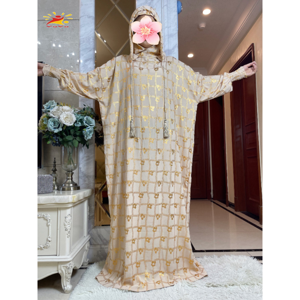 Jual 2025New Pure Cotton Ramadan Muslim Two-Hat Abaya Dubai Turkey ...