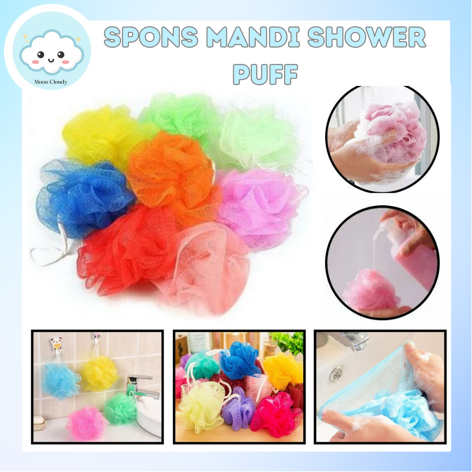 Jual SPONS MANDI SHOWER PUFF Bath Sponge Jaring Sikat Badan Spon Busa ...