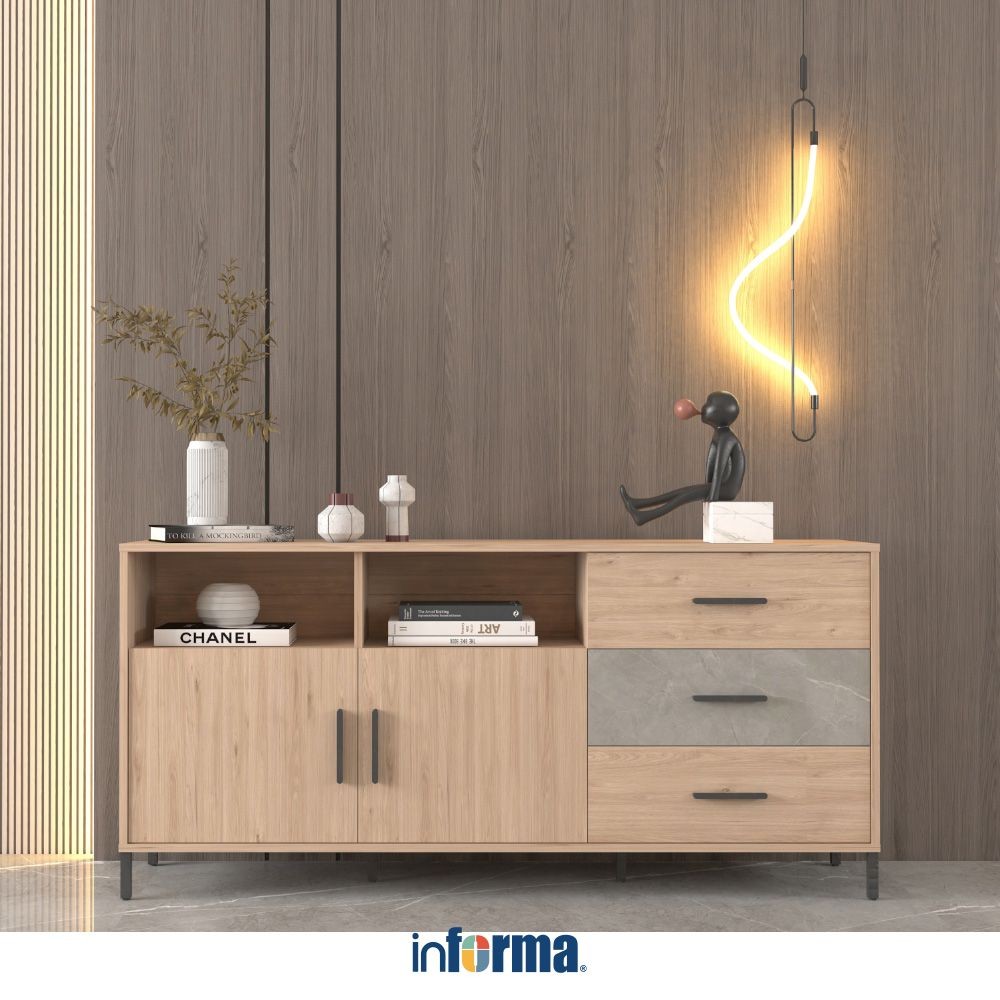 Jual Informa Kian Kabinet 2 Pintu Dan 3 Laci - Cokelat Oak Lemari ...