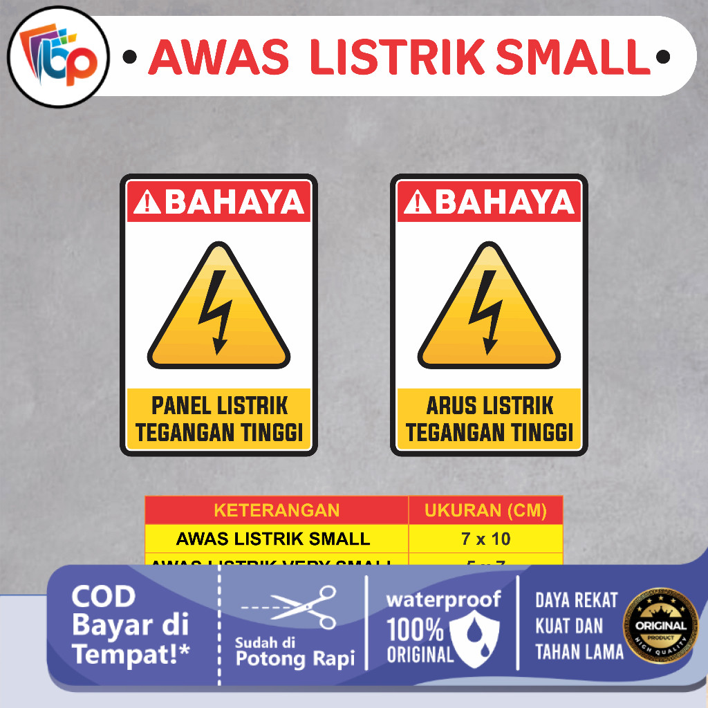 Jual Stiker Bahaya Panel | Arus Listrik Tegangan Tinggi Small Laminasi ...