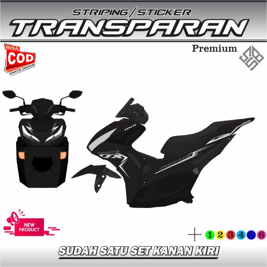 Jual Striping Sticker Custom AEROX New Transparan List Simpel Terbaru ...