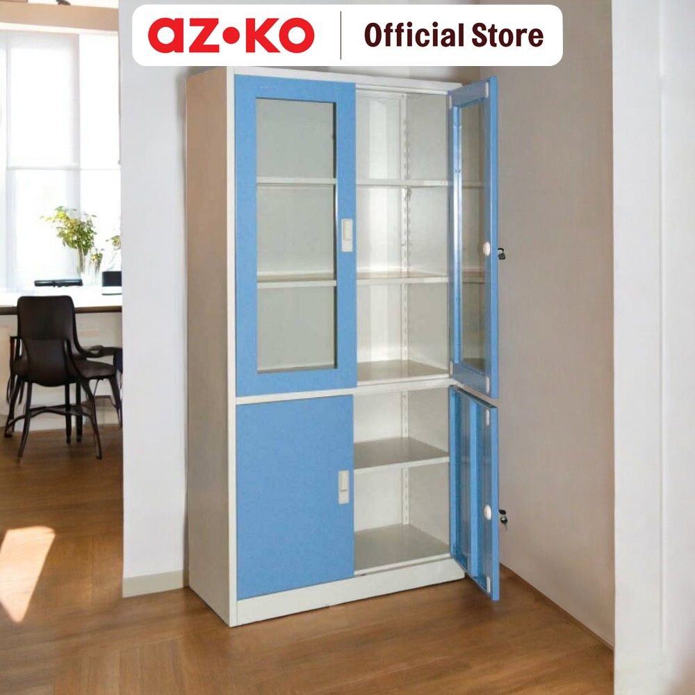 Jual AZKO Krisbow Lemari Arsip Kantor Besi 4 Pintu - Biru File Cabinet ...