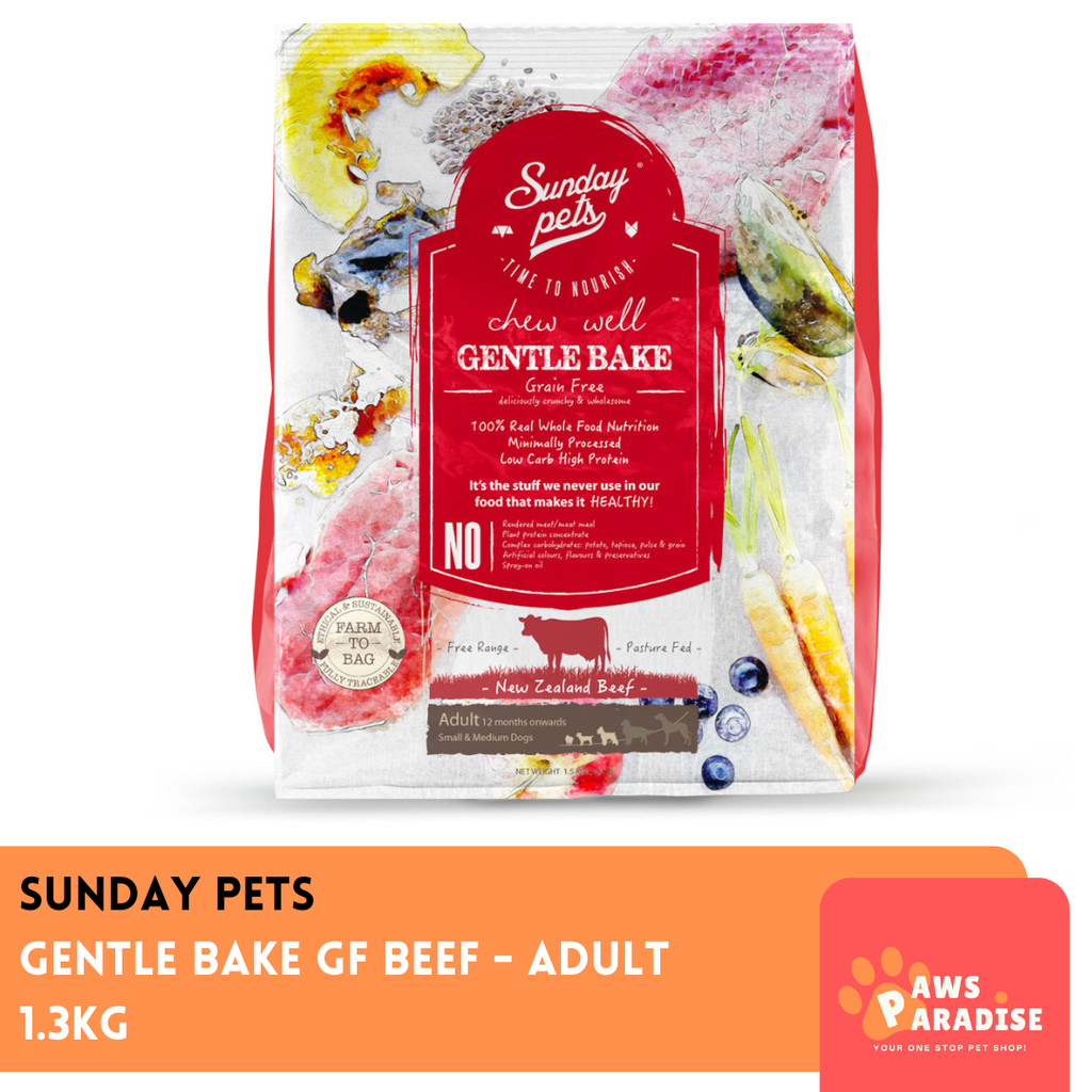 Jual Sunday Pets Gentle Bake Grain Free Beef Adult Dog Food / Makanan ...