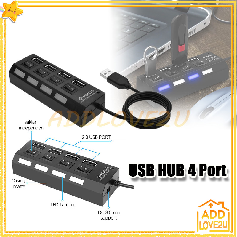 Jual Usb Hub 4 Port Saklar On/Off/USB HUB 4 Port/saklar 4 in 1 2.0 colokan konektor extender ...