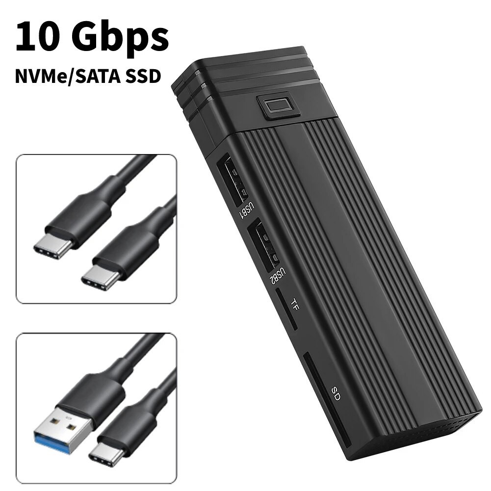 Jual PCIe M.2 SSD Enclosure USB HUB NVMe/SATA Hard Drive Enclosure ...