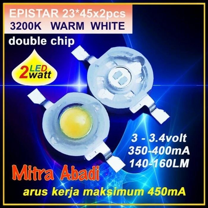 Jual HPL 2 Watt EPISTAR Warm White 3200K DOUBLE CHIP 350-400 mA ...