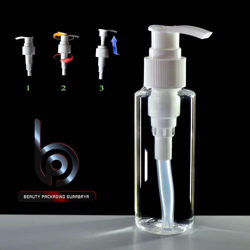 Jual Botol Plastik PET 100ml RF Bening Tutup Pump Lotion | Shopee Indonesia