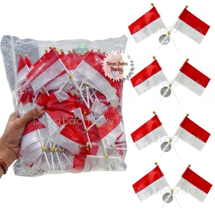 Jual [ 100 SET ] Bendera Kaca Merah Putih / Bendera Hiasan Tempel Kaca ...