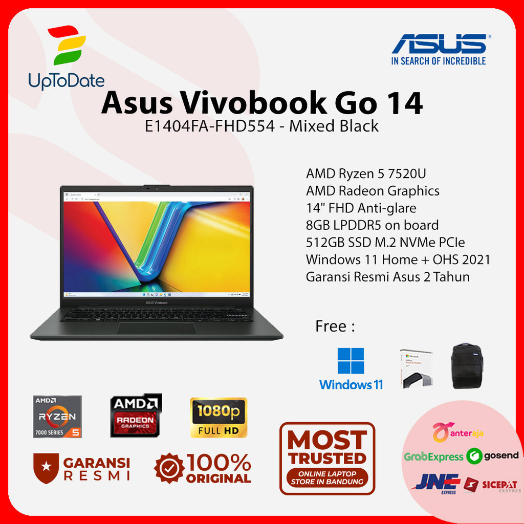 Jual Asus Vivobook Go 14 E1404FA-FHD554 Ryzen 5 7520U 8GB 512GB W11+OHS ...