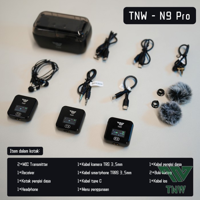 Jual promo -TNW N9 Pro Wireless Microphone Clip On Mic Hp dan Kamera ...