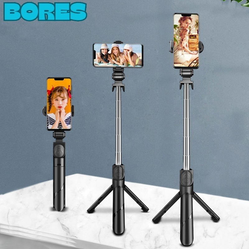 Jual BORES Tripod Bluetooth Selfie Stick LED Flash With Fill Light Tripod Expandable Tongsis ...