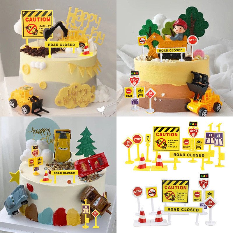 Jual Traffic Signs Cake Topper Construction Topper Hiasan Kue Tanda ...