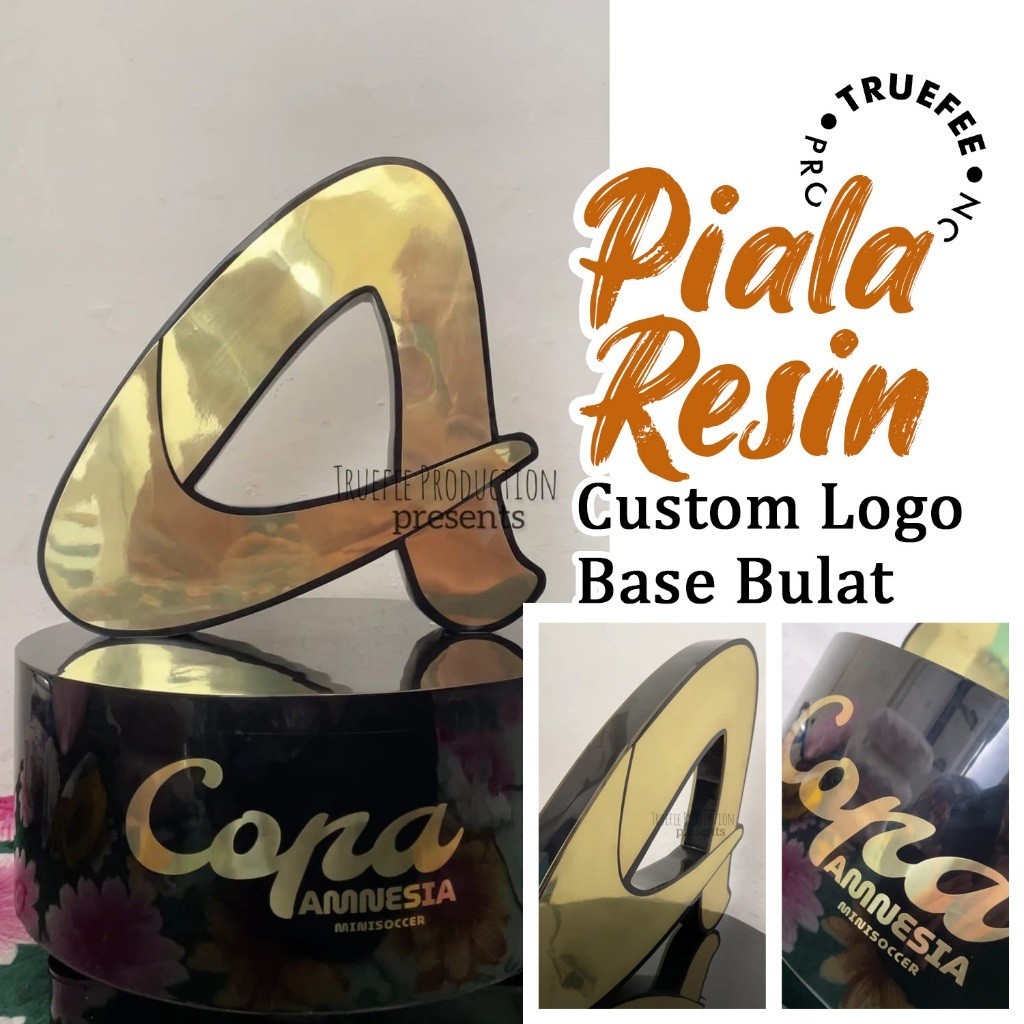 Jual PIALA RESIN CUSTOM LOGO PLAT KUNINGAN DUA SISI BASE RESIN HITAM ...
