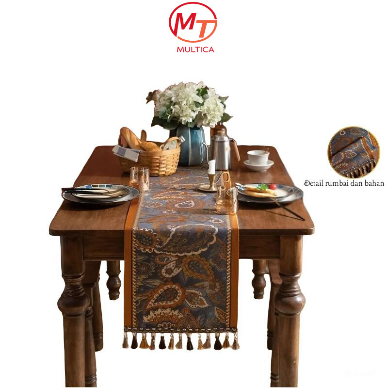 Jual Multica Home Official Taplak Meja Rumbai lebar 35cm Katun Linen ...