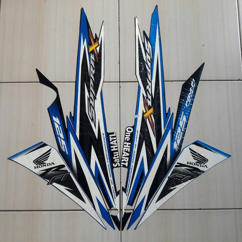 Jual sticker striping motor supra x 125 fi 2014 Biru | Shopee Indonesia