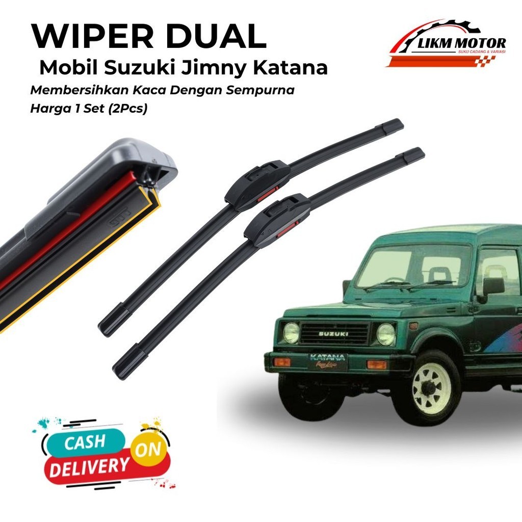 Jual Wiper Dual Suzuki Katana 2 Lapis Karet Blade 1 Set Kiri dan Kanan Sepasang Pembersih Kaca ...