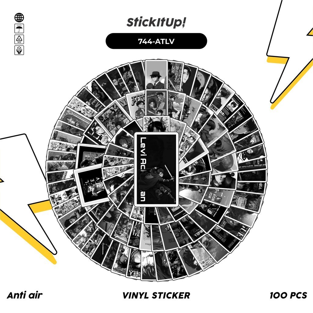 Jual COD 100 Pcs Stiker Pack Mini Poster Black And White Levi AOT Lucu ...