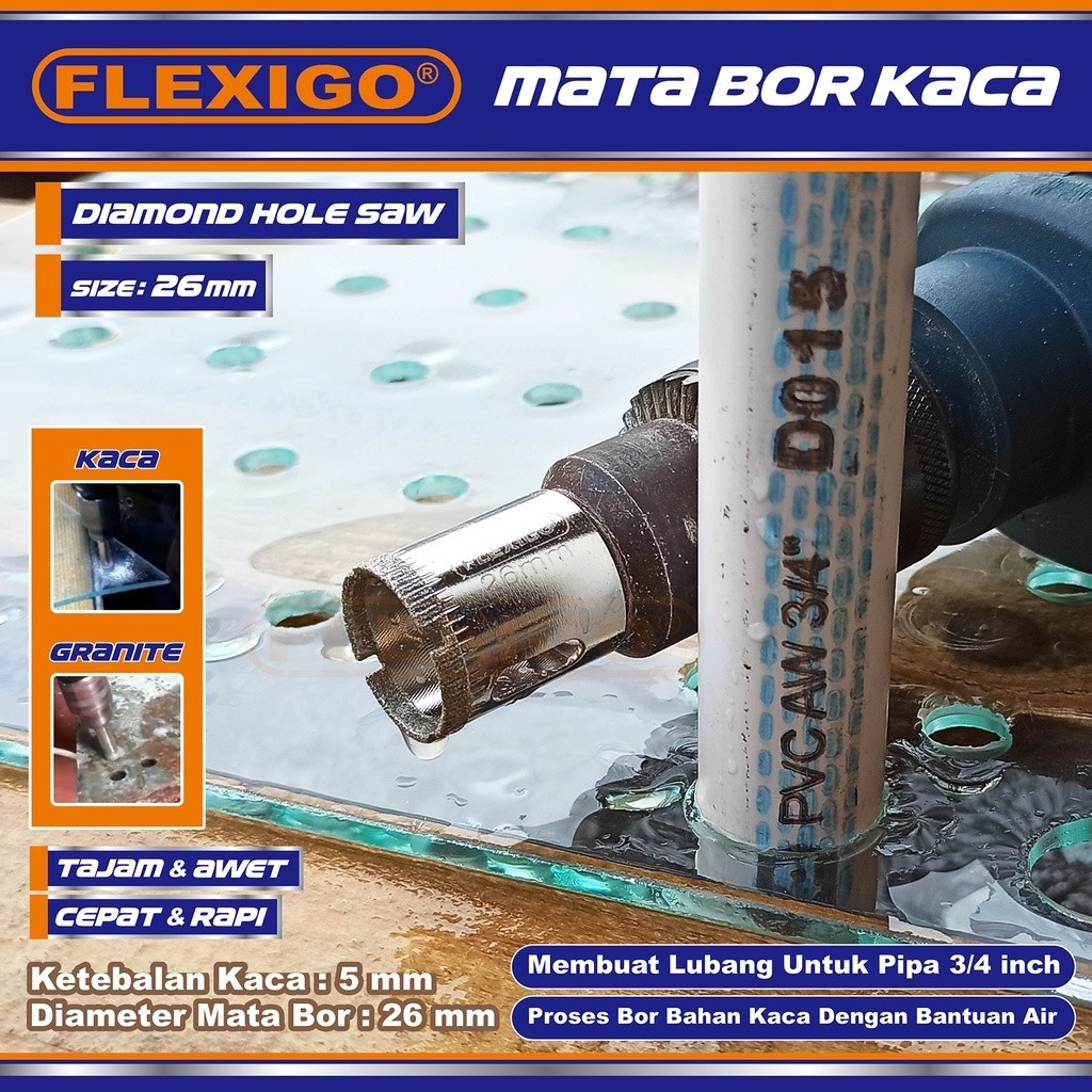 Jual Mata Bor Diamond untuk Kaca & Granite 26 mm ( harap baca deskripsi ) | Shopee Indonesia