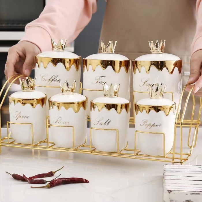 Jual Crown Toples Tempat Bumbu Dapur Keramik Set Aesthetic / Ceramic ...