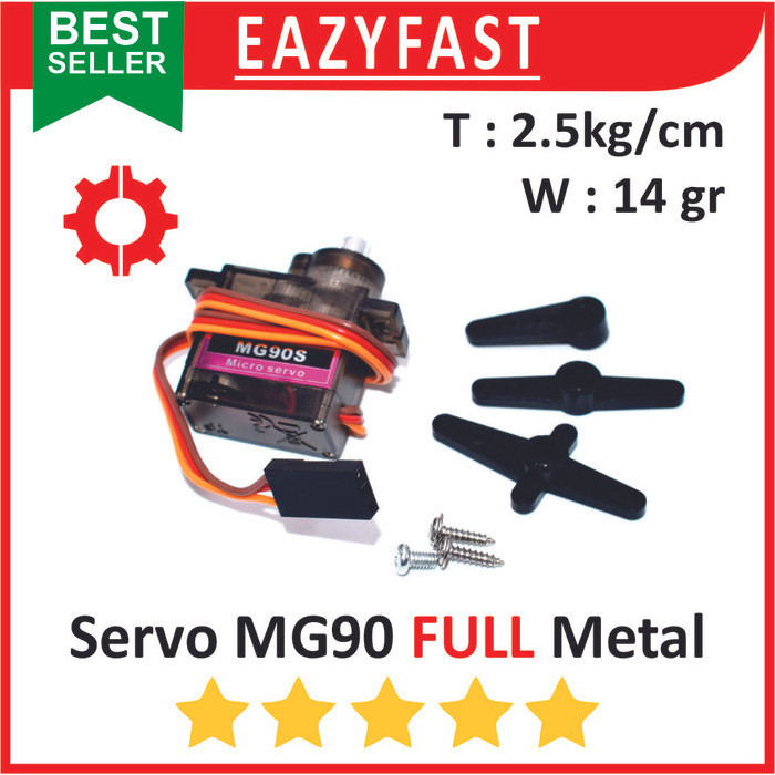 Jual Motor Servo RC MG90 Full Metal Gear 180 Degree Sudut Derajat ...