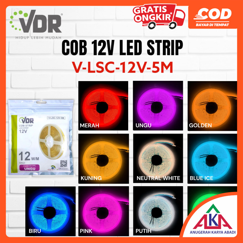 Jual VDR Lampu LED COB Strip Light DC V-LSC-12V-5M 60W Bisa Potong ...