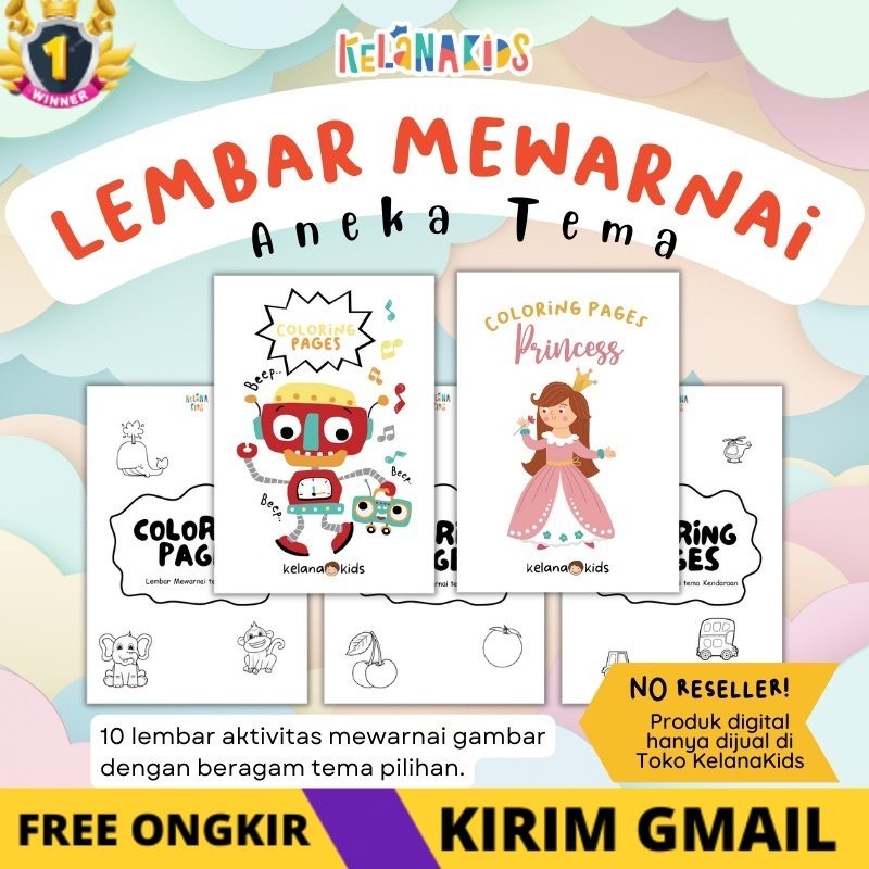 Jual KS Worksheet Mewarnai 10 Lembar Kerja Anak Aktivitas Mewarnai ...