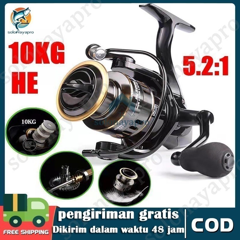 Jual reel pancing besi HE 10KG Max Drag spinning wheel ril pancing ...