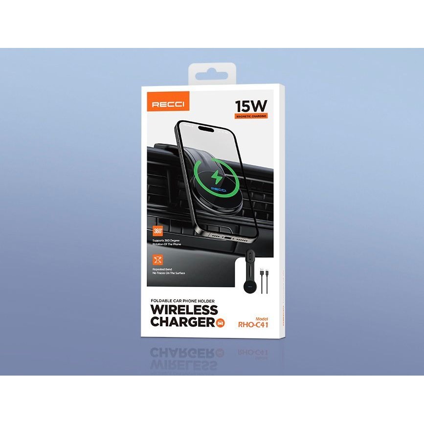 Jual Recci Car Wireless Charger Magsafe 15watt RHO C41 / Charger Mobil ...