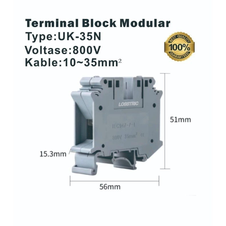 Jual Terminal Block Modular UK-35N 800V (10~35mm) Din Rail | Shopee ...