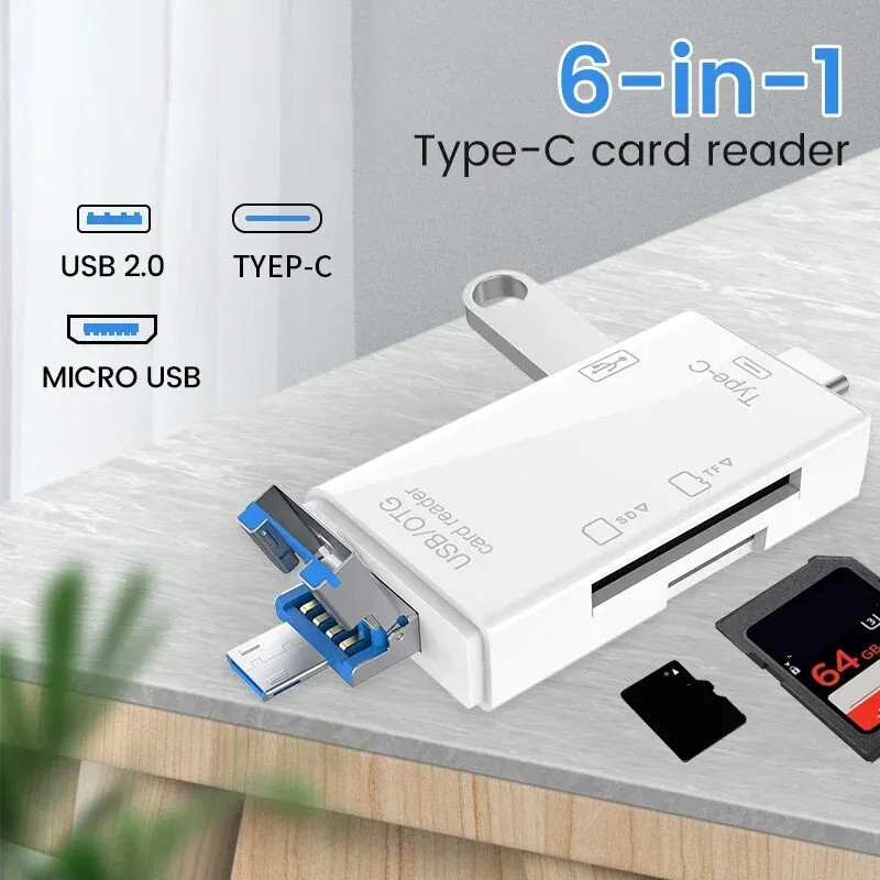 Jual 6 In 1 Multifunction Card Reader Computer Mobile OTG Converter TF ...