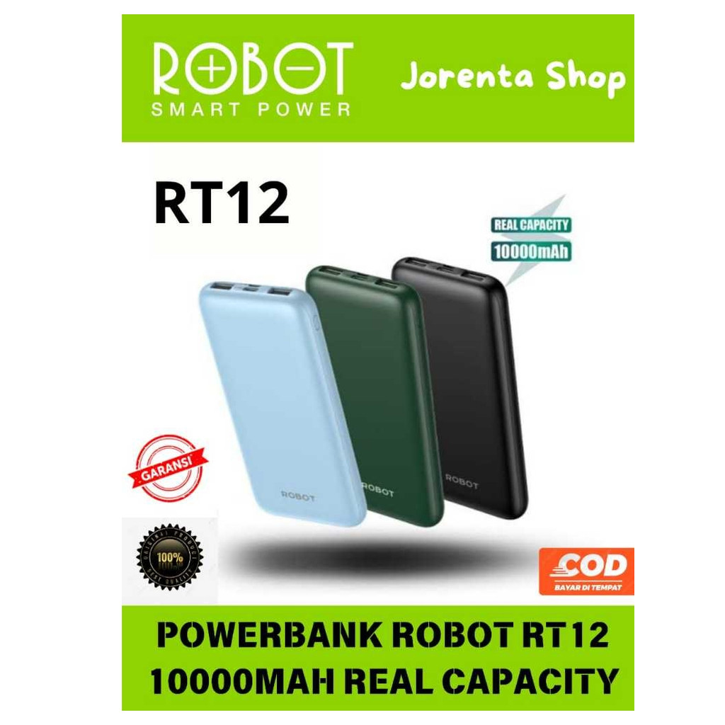 Jual ROBOT Power Bank RT12 Powerbank 10000mAh Dual Output USB-A Dual ...