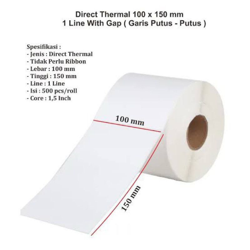 Jual Kertas Thermal 100x150 mm Roll A6 500 Lembar | Shopee Indonesia