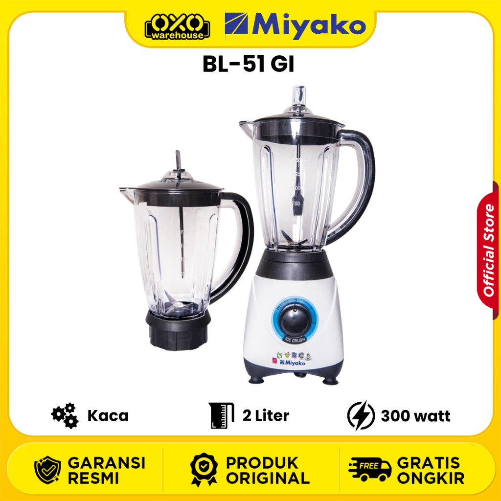 Jual Miyako Blender Kaca 2 Liter BL-51 GI Low Watt Garansi Resmi ...