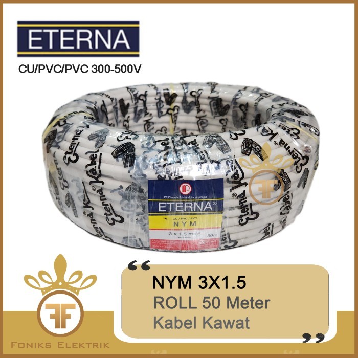Jual Kabel Listrik ETERNA NYM 3x1.5 ROLL 50 Meter | Shopee Indonesia