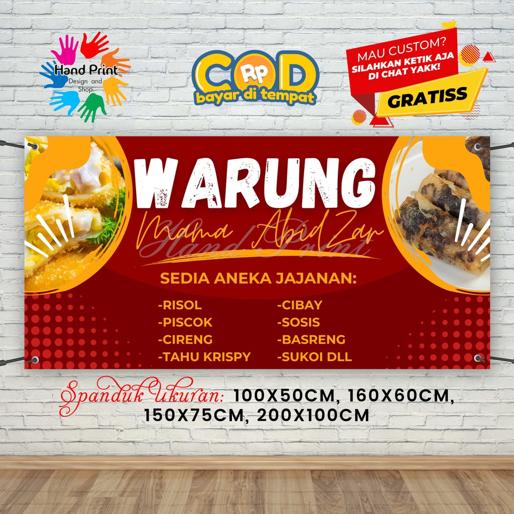 Jual Cetak Spanduk Banner Warung Gorengan Merah Kuning MMT Spanduk ...