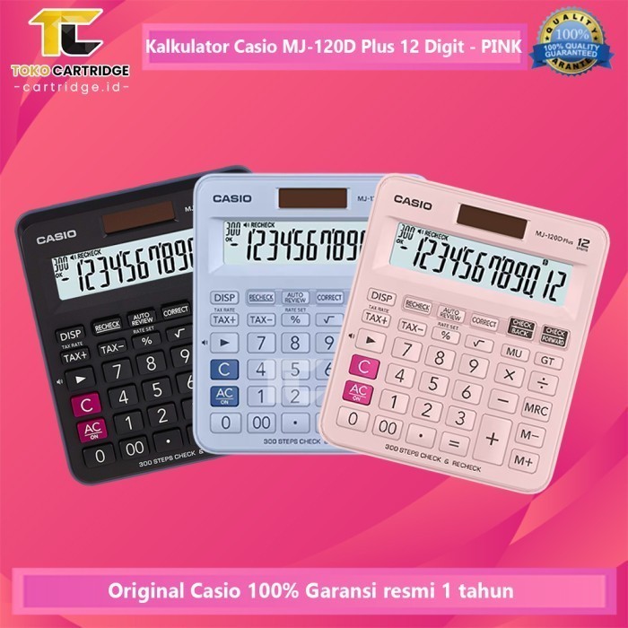 Jual Calculator Casio MJ-120D Plus 12 Digit Kalkulator Meja Mini MJ 120D Desktop Check Correct ...